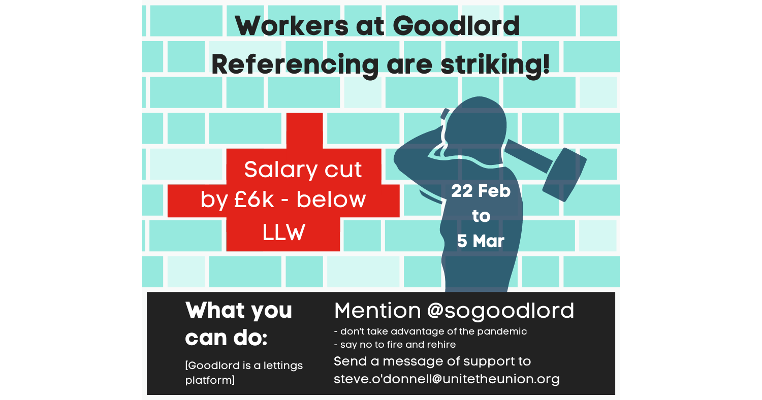 Goodlord lettings platform faces strike over savage pay cut - Unite ...
